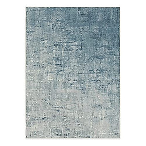 RUGGABLE Impasto Washable Rug - Perfect Modern Area Rug for Living Room Bedroom Kitchen & Dorm Room - Pet & Child Friendly- Stain & Water Resistant, Durable - Slate Blue 5'x7' (Cushioned Pad)