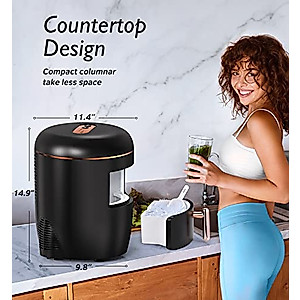 33Lbs Ice Maker Countertop, 10 Ice Cube Ready in 8-9 Mins, Crystal Clear Ice, 33Lbs/24H, Self-Cleaning Clear Ice Maker Machine, 2 Sizes Ice Cube Maker, Ice Scoop/Basket/Hook, for Home Camping Party RV
