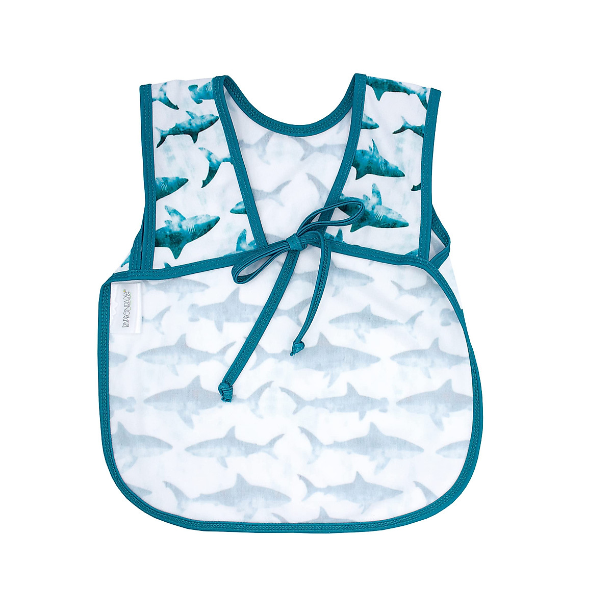 BapronBaby Shark Attack Bapron - No Neck Tie Safer Bib for Baby & Toddler - Soft Waterproof Stain Resistant - Machine Washable - Sz Baby/Toddler 6m-3T