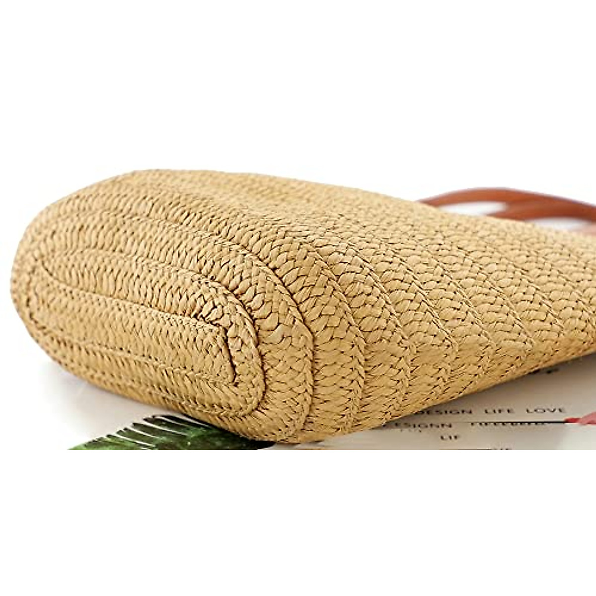 Straw Tote Bag Shoulder Bag for Women Straw Beach Bag Handbag Soft Bohemian Hobo Bag Casual Beach Daypack for Vacation