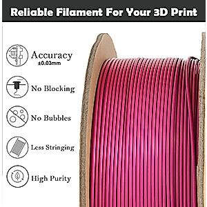 PLA 3D Filament , DB PLA Filament 1.75mm Accuracy +/- 0.03 mm Fit Most FDM Printer，3 Colors in 1 Dual Color Co-Extrusion 3D Filament 1kg Filament (2.2lbs)