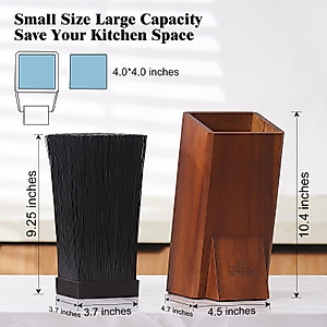 ENOKING Universal Knife Block without Knives, Acacia Wood Knife Holder/Knife Organizer with Removable Plastic Bristles for Kitchen Counter Knife Storage Rack