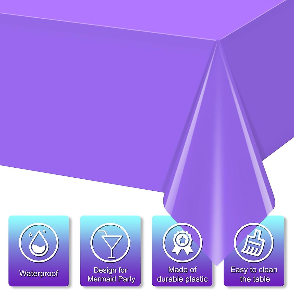 6 Pack Mermaid Tablecloth, Blue Purple Princess Tablecloths, Disposable Mermaid Plastic Rectangle Table Covers for Girl Birthday, Baby Shower, Wedding and Ocean Themed Party Decorations 54 x 108 Inch