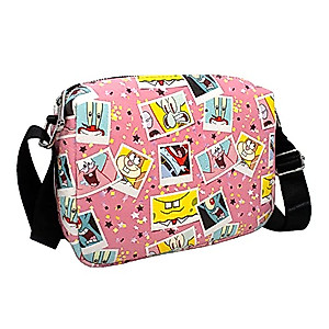 Buckle Down Nickelodeon Bag, Cross Body, Rectangle, Friends Snapshots Photos Scattered, Pink, Vegan Leather, Spongebob Squarepants