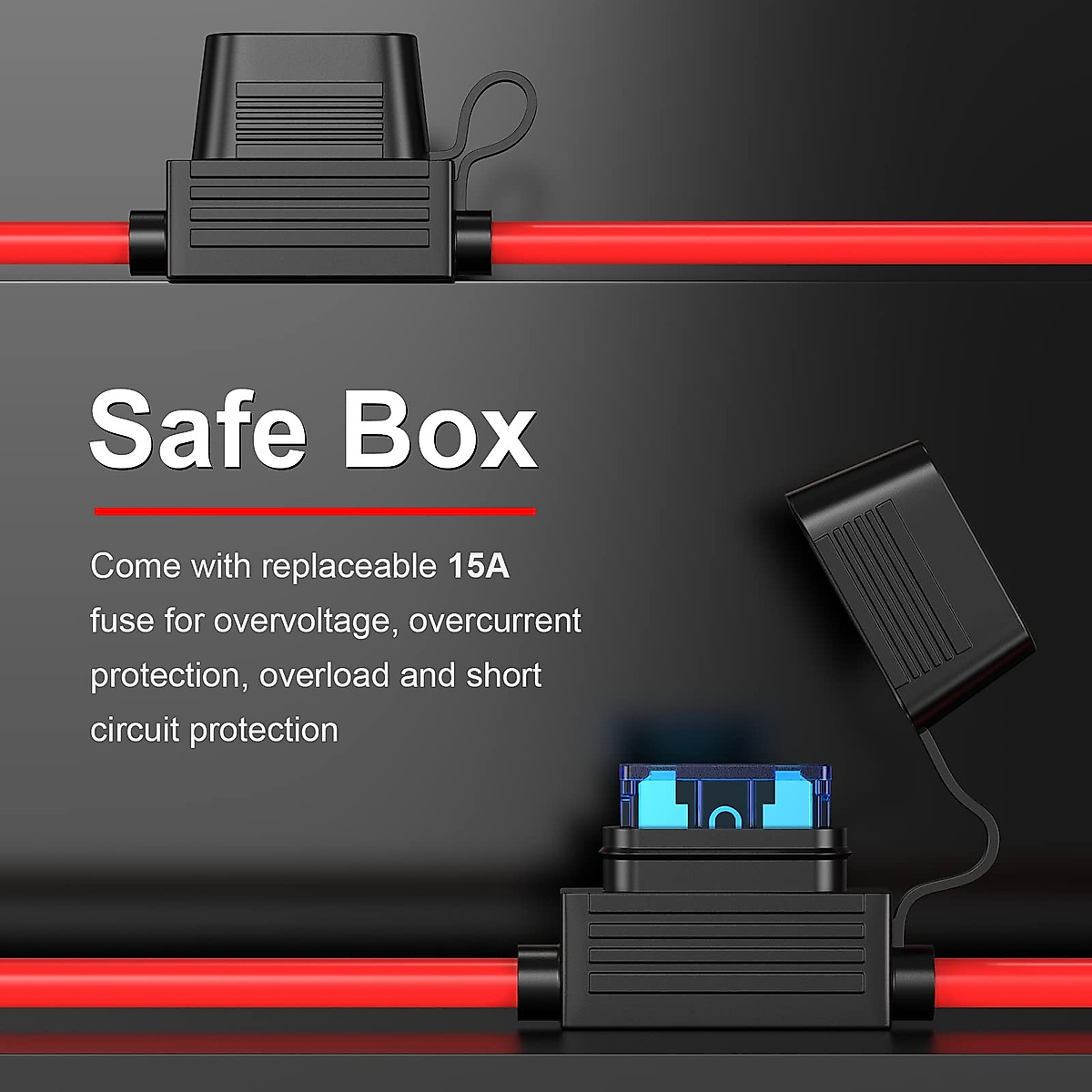 EXTRACTME 2-Pack SAE Connector Harness with 15A Fuse, 2FT 12AWG SAE Power Socket Sidewall Port Connector, SAE Solar Panel Flush Mount Quick Connector Plug Cable for Solar Generator Battery Charger