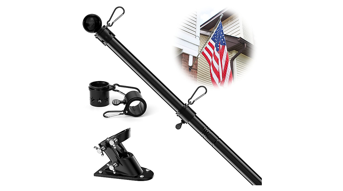 Flag Poles for 3x5 Flags Outdoor, Black Flag Pole Kit for Outside House ...