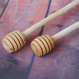 HealthGoodsIn - Set of 2 Wooden Honey Dipper for Easy Honey Dispensing