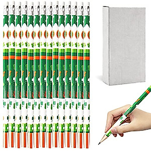 FANCY LAND St. Patrick's Day Pencils 50PCS Wooden Shamrock Pencil Eraser Green Irish Award for Kids Party Supply