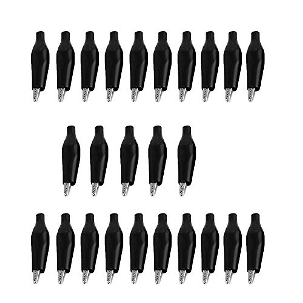 CompStudio 25 pcs BLACK (Medium) 35mm Alligator Clips Clamps Metal Crocodile Alligator Jumper Electric Test Clips Helper with Protective Insulation Cover Plastic Boots