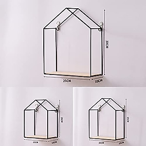 C-LARSS Wall Mounted Floating Shelves, Geometric Storage Shelf Metal Concise Style Storage Rack Vase Organizer Wall Décor for Home Bedroom Living Room Office Black3 L