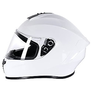 Full Face Motorcycle Street Bike Helmet with Motorcycle Gloves for Men and Women + 2 Visors DOT Model and Helmet Lock for BMX ATV MTB Riding, Road Racing, Cycling(MH-White, Large)