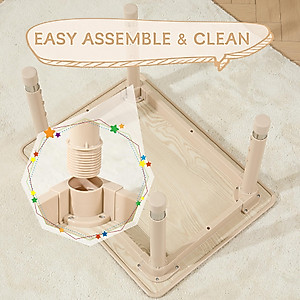 SINKIPA Todder Table and Chairs, 31.5''L x 23.6''W Sturdy kids Activity table with Stainless Steel Legs, Kids Table and 2 Chairs with Anti-Slip Foot Covers, Graffiti Desktop