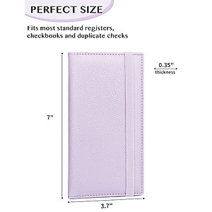 Zreal Checkbook Cover for Women, Premium Vegan Leather Checkbook Covers for Personal Checkbook with Pen Holder, Slim Checkbook Cover with Duplicate Flap (Light Purple)