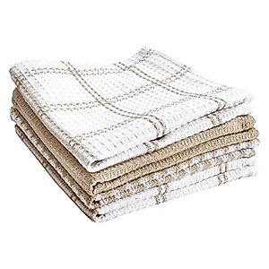 100% Cotton Flat Waffle Dish Cloths for Washing Dishes, 12"x13", 4-Pack, Sand T-fal Textiles