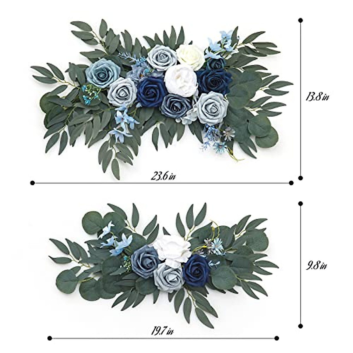 mankayoo Artificial Flower Swag Wedding Arch Flowers (Pack of 2) for Wedding Welcome Reception Ceremony Signs and Entrance Backdrop Floral Swag Decoration (Dusty Blue)