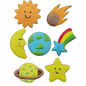 Planet Series Cookie Cutter Set of 7 pcs, Stainless Steel Universe Outer Space Fondant Cutters Set Pastry Biscuit Baking Clay DIY Molds for Kids