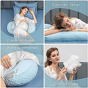 Busarilar Pregnancy Pillows Cooling for Sleeping, Maternity Pillow, Pregnancy Body Pillow Support for Back, Legs, Belly, HIPS of Pregnant Women, Detachable and Adjustable (Blue, Large)