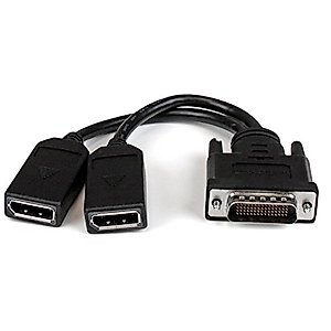 StarTech.com DMS-59 to DisplayPort - 8in - DMS 59 to 2x DP - Y Cable - DMS-59 Adapter - DisplayPort Splitter Cable - LFH Cable (DMSDPDP1),Black