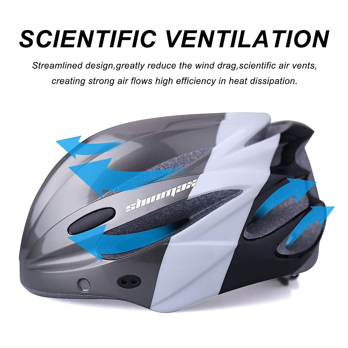 Bike Helmet, Shinmax Bicycle Helmet with USB Charging Light&Detachable Magnetic Goggles&Removable Sun Visor&Portable Bag Adjustable Cycling Helmet