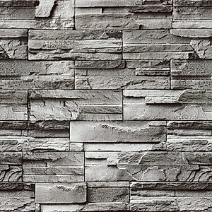Jeweluck Stone Brick Wallpaper Peel and Stick Wallpaper 17.7inch×118.1inch Faux Stone Self Adhesive Wallpaper Kitchen Backsplash Gray Brick Contact Paper Stone Removable Wall Paper Decor Vinyl