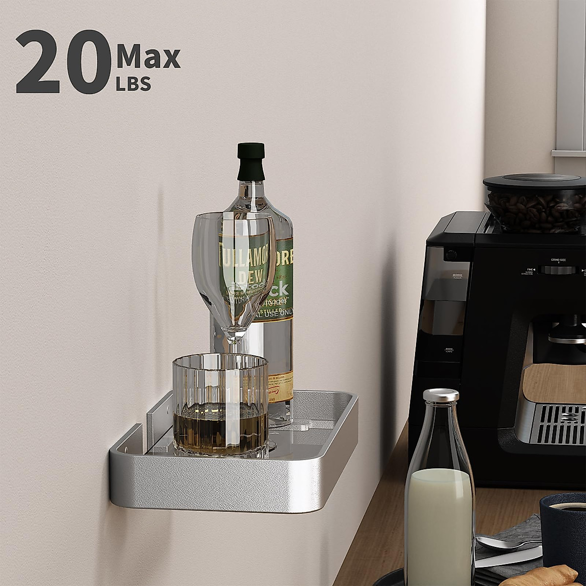 Danpoo Bathroom Wall Shelf, Small Floating Shelf for Bathroom Wall Storage, Glass Bathroom Shelf Organizer Wall Mounted(Silver, 8")