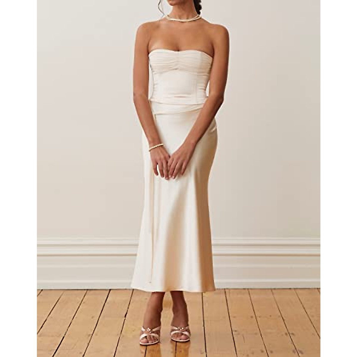 Leyajedol Women Y2k 2 Piece Skirt Set Low Cut Slim Fit Crop Top Low Waist Bodycon Maxi Skirt Outfit Summer Clubwear