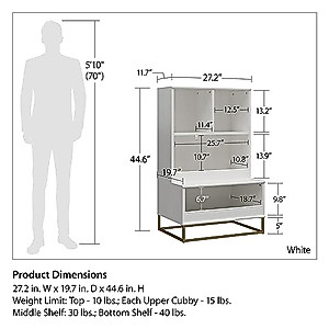 Little Seeds Charlie Kids Multi-Use Toy Storage Organizer & Bookcase, White with Golden Bronze