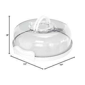 Top Shelf Elements Pie, Cake, Cheesecake Carrier for up to 10 in x 4 1/2 in cake. Two Sided Fashionable Stand Doubles as Five Section Serving Tray Perfect Taker Caddie for Travel (White)