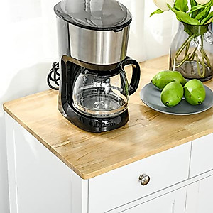 HOMCOM Double Door Sideboard Buffet Cabinet, Kitchen Cabinet, Coffee Bar Cabinet with 2 Drawers, Adjustable Shelf for Living Room and Hallway, White