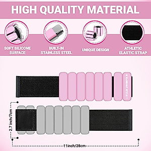 G FASHION STYLE Wearable Wrist & Ankle Weights, Set of 2 (1 LB ea.), Adjustable Arm Weights Set, Weight Loss strenght training bracelet, Women/Man. (Pink)