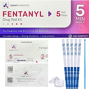 Fentanyl Test Kit | Includes 5 Fentanyl Test Strips | Signify Analytics Ultra-Sensitive Fentanyl Test Strips for Drug Testing | Fentanyl Testing Strips for Pills, Powders, and Liquids