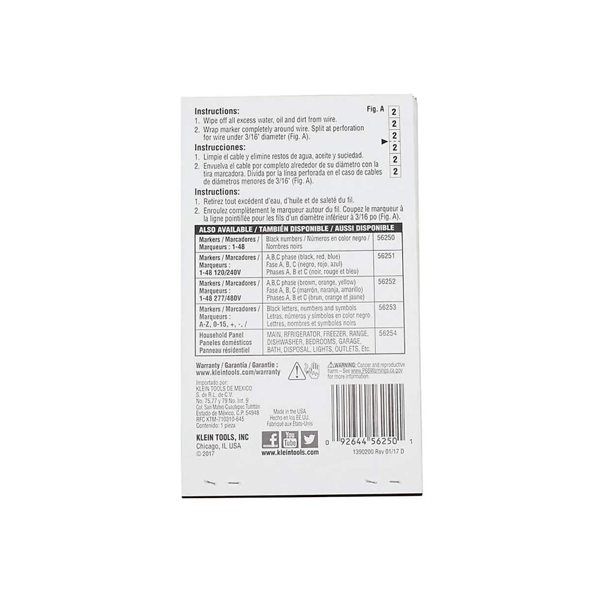 Klein Tools 56250 Wire Marker Book, 1-48