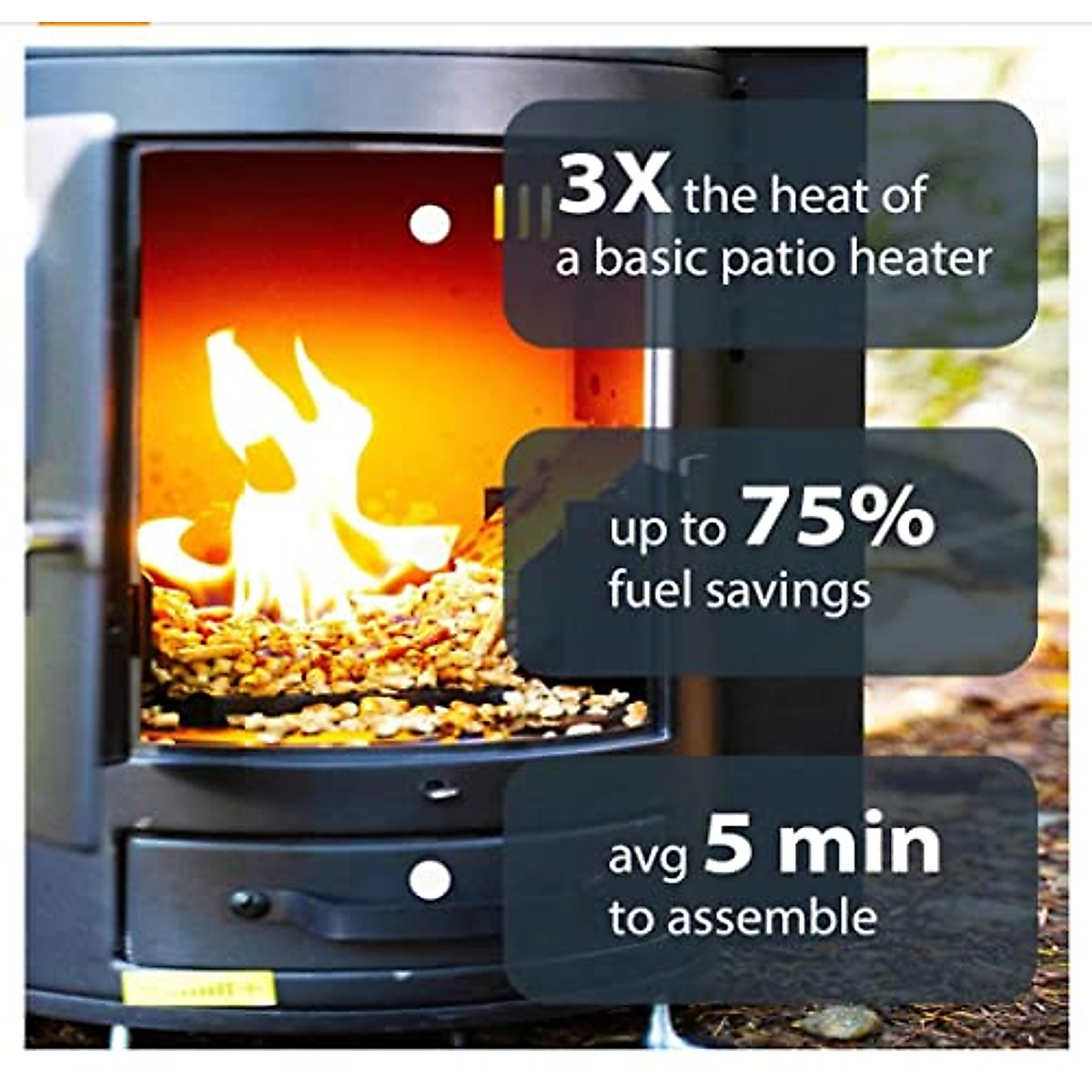Q-Stoves Q-Flame Portable Wood Pellet Outdoor Heater, 106,000 BTU per hour, Eco-Friendly, for Patio, Backyard, Camping and Going Off-Grid