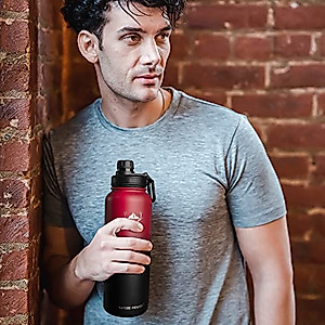 NATURE PIONEOR Insulated Water Bottles with Paracord Handle - 24/32/40/64 oz Vacuum Sports Wide Mouth Water Bottle with 3 Lids, Leak Proof Stainless Steel Keeps Hot and Cold