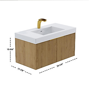 Dowell Series 032 Single Bathroom Vanity Set with Resin Basin, 36", Oak Natural