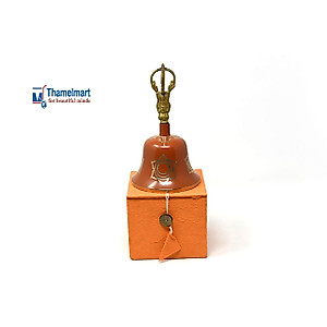 Tibetan Buddhist Meditation Bell Chakra Color - Bell of Enlightenment from Nepal 8 Inches Including free Box … (ORANGE)
