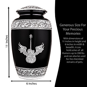 Displayex India Hand Engraved Guitar Urns for Human Ashes Adult Male Female - Urns for Men Women Human Ashes, Cremation Urn Human Ashes, Dog Cat Pet Memorial Urn, Keepsake Box
