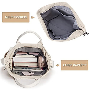 KALIDI Corduroy Tote Bag, Large Zipper Messenger Bag Shoulder Hobo Crossbody Bag Casual Work Colledge Shopping Women Beige