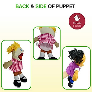 8 Hand Puppets for Kids, Multicultural Puppets with Movable Mouth (8 Pack) Bulk Soft Plush Puppets, School Home Puppet Theater Shows Toys, Teachers Classroom Supplies