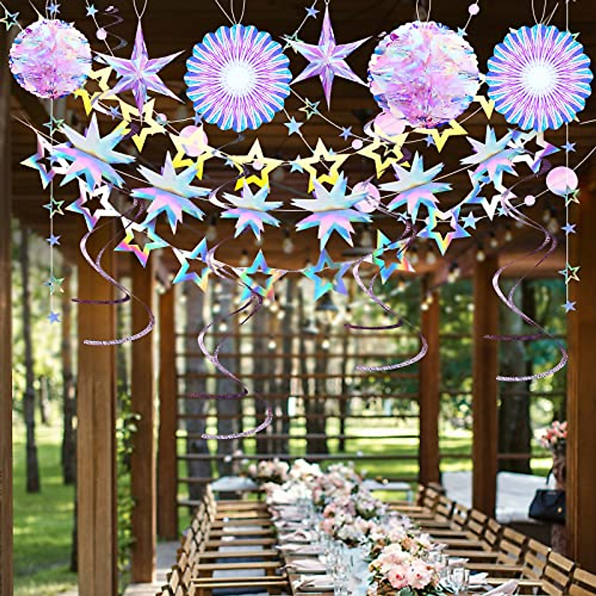 29PCS Iridescent Party Decoration Kit, 3D Galaxy Holographic Euphoria Theme Party Euphoria Party Decorations for Birthday Party Theme Party Baby Shower Wedding Celebration