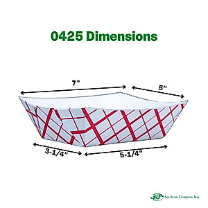 Southern Champion Tray 0425 #300 Southland Paperboard Food Tray, 3 lb Capacity, Red Check (Case of 500)