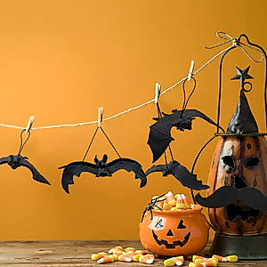12pcs Halloween Bats,Rubber Simulation Hanging Vampire Bats,Plastic Simulation Bats for Halloween Decoration and Party Supplies