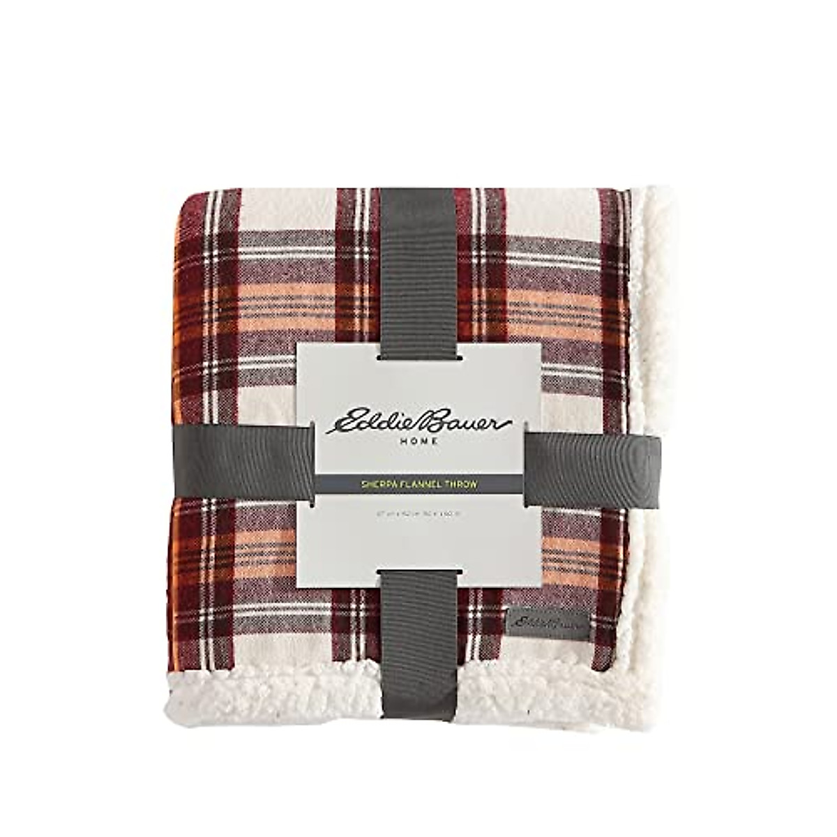 Eddie Bauer - Throw Blanket, Reversible Sherpa Fleece Bedding, Home Decor for All Seasons (Edgewood Red, Throw)