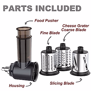 Slicer Shredder Attachments for KitchenAid Stand Mixer Cheese Grater Attachment for KitchenAid, Slicer Accessories with 3 Blades by InnoMoon