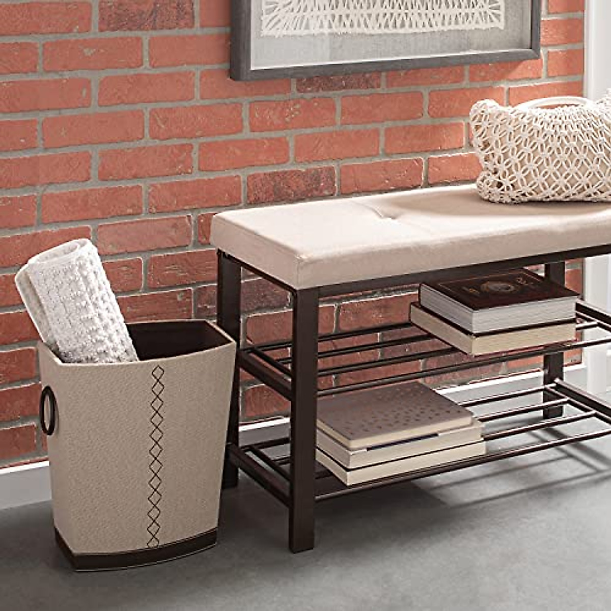 Organize It All Multi-Purpose Basket | Dimensions: 8" x 13.5" x 12" | Open Top | Great Storage | Home Organization | Handles for Easy Movement | Great for Office | Living Room | Beige