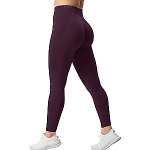 QOQ Workout Leggings for Women Scrunch Leggings Seamless Gym Yoga Leggings Butt Lifting Yoga Pants Cherry S