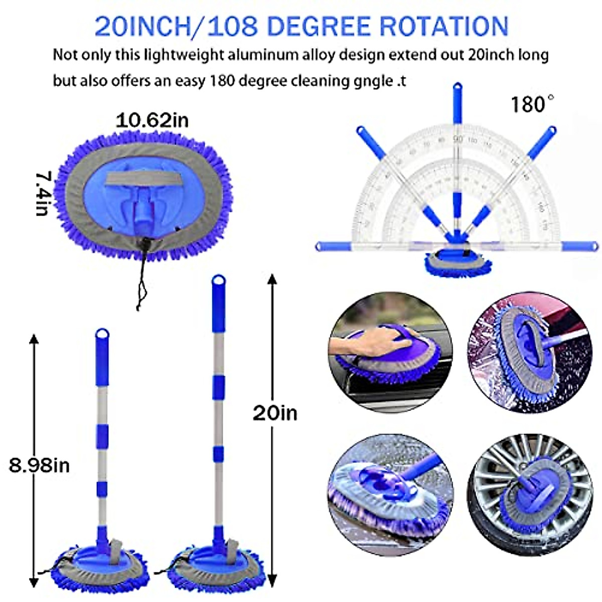 HAIPHAIK Car Wash Kit Car Cleaning Kit - Car Wash Mop Car Wash Cleaning Tools Kit with Car Wash Brush with Long Handle,Microfiber Towels Car Interior Detailing Kit