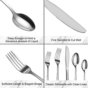 Silverware Set for 4, 20-piece Flatware Set Service for 4, Stainless Steel Cutlery Utensils Set, Home Kitchen Restaurant Silverware Tableware Sets, Mirror Polished Knife Fork Spoon Set