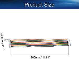 Heyiarbeit 2pcs IDC Rainbow Wire Flat Ribbon Cable 30 Pin 30cm Length 2.54mm Pitch