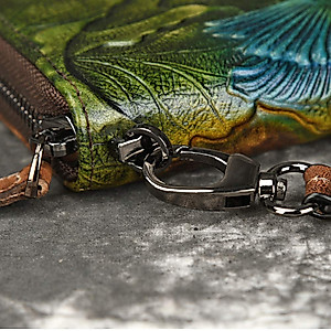 NASTASSA Wallets for Women Embossed Flower Handmade Leather Wallet Cell Phone Clutch Holder Purse (Red)